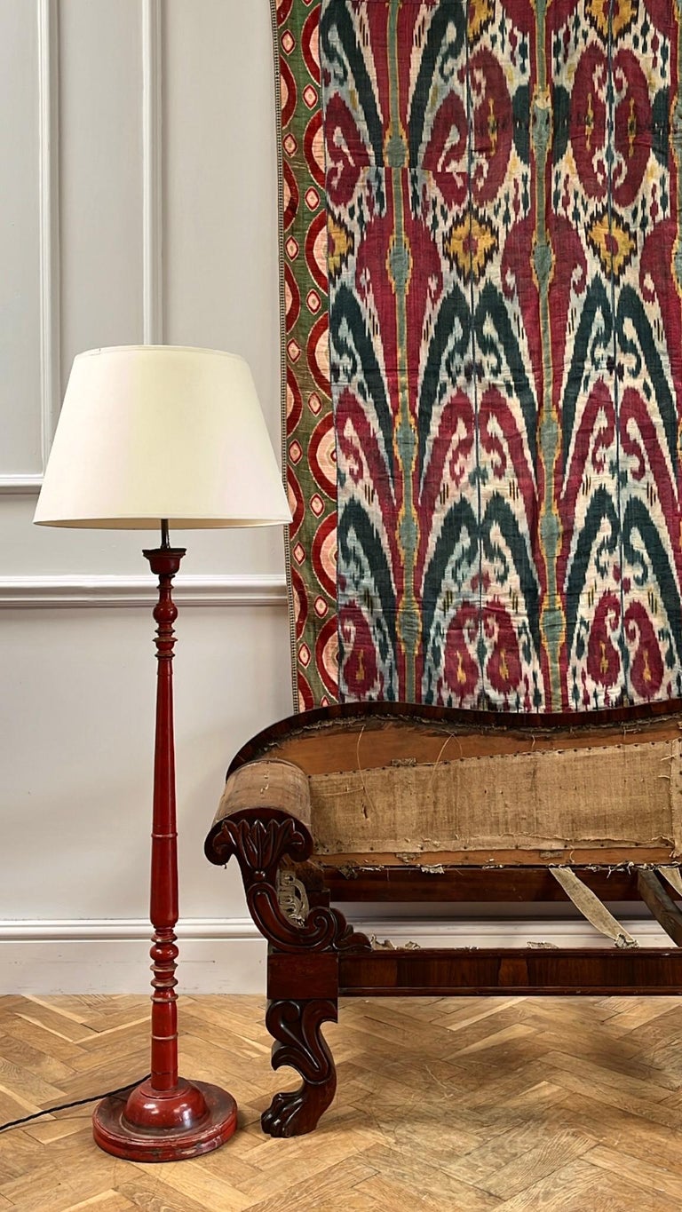 Pair of Ceylonese Polychrome Painted Reading Lamps For Sale at 1stDibs