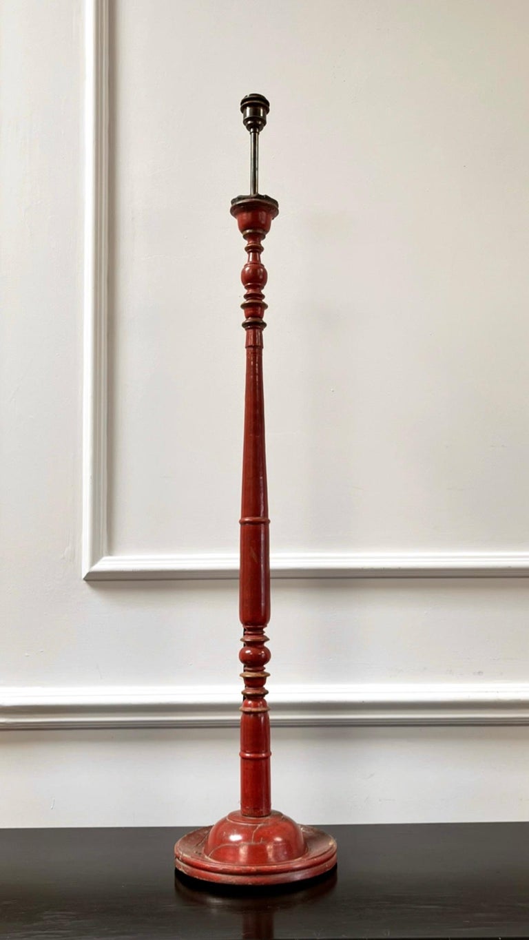 Pair of Ceylonese Polychrome Painted Reading Lamps For Sale at 1stDibs