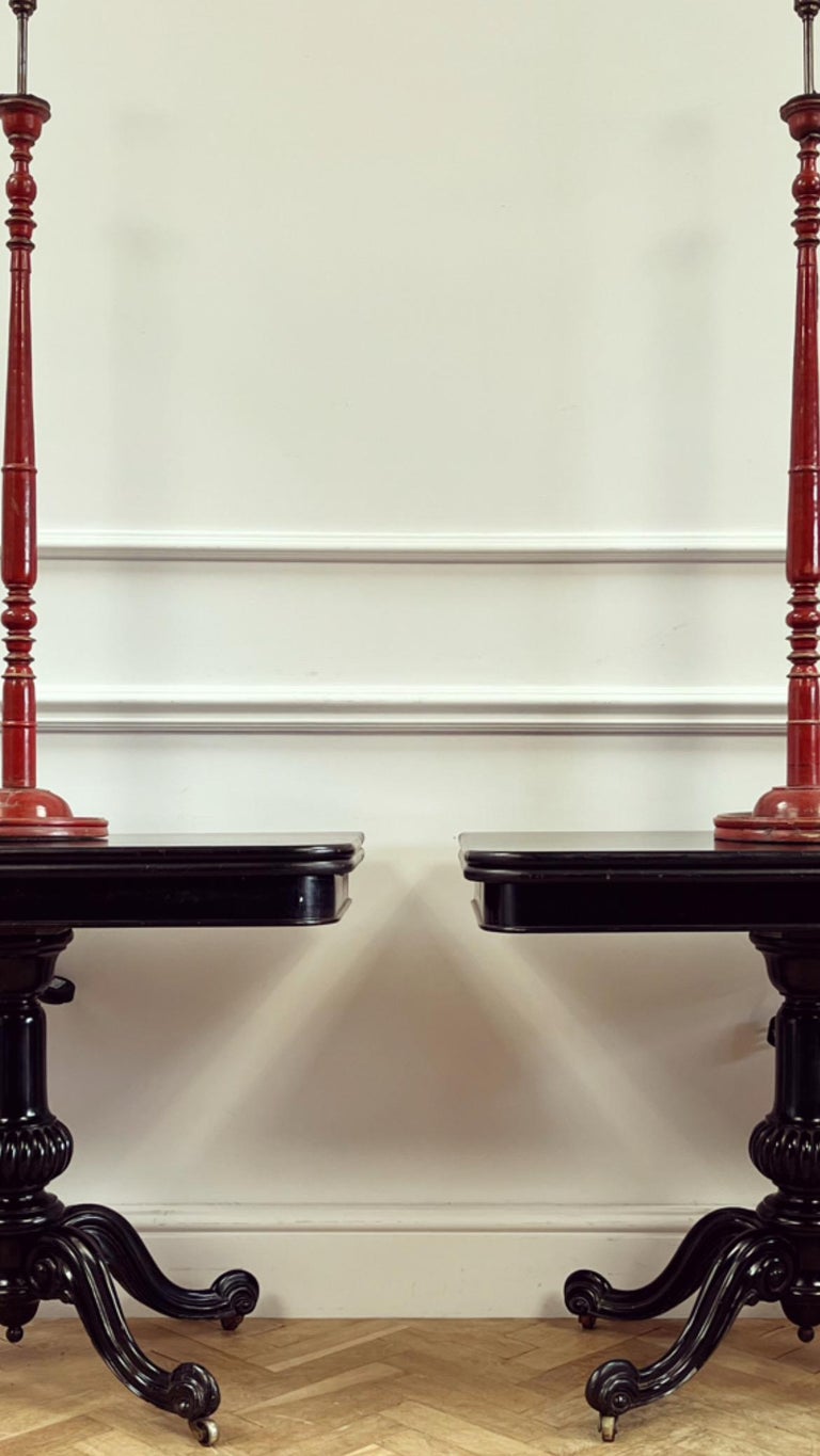 Pair of Ceylonese Polychrome Painted Reading Lamps For Sale at 1stDibs