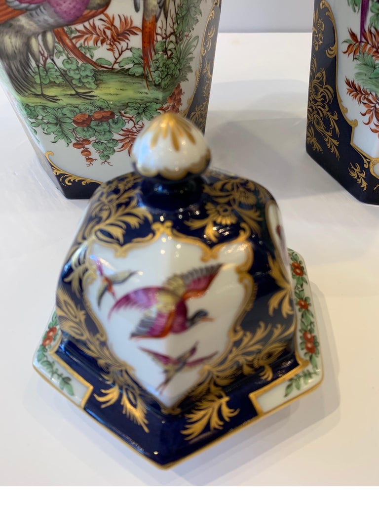 Pair of Chelsea Bird Motif Porcelain Urn Jars by Samson at 1stDibs