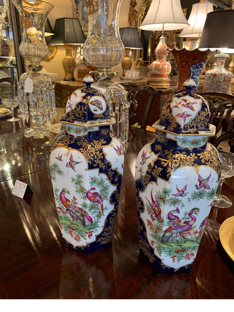 Pair of Chelsea Bird Motif Porcelain Urn Jars by Samson at 1stDibs