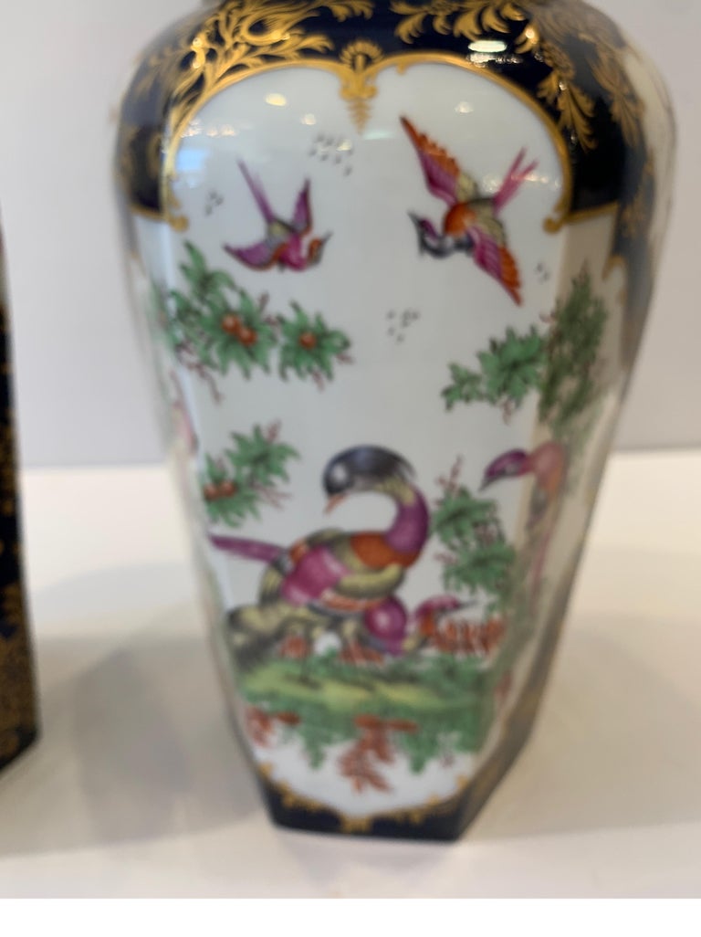 Pair of Chelsea Bird Motif Porcelain Urn Jars by Samson at 1stDibs