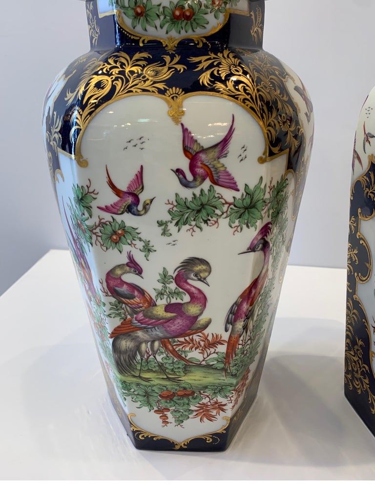 Pair of Chelsea Bird Motif Porcelain Urn Jars by Samson at 1stDibs