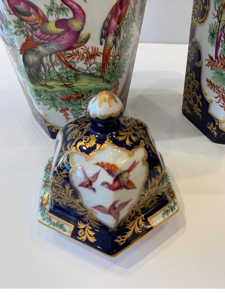 Pair of Chelsea Bird Motif Porcelain Urn Jars by Samson at 1stDibs