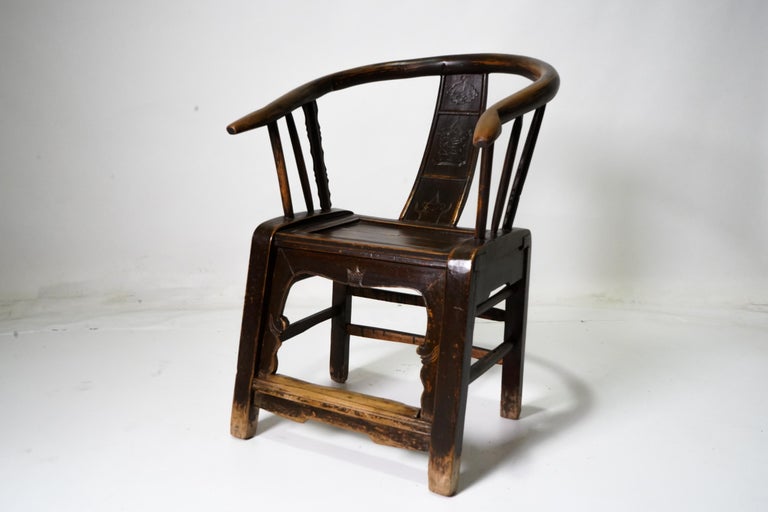 Pair of Chinese Round Back Chairs with Original Patina For Sale at 1stDibs