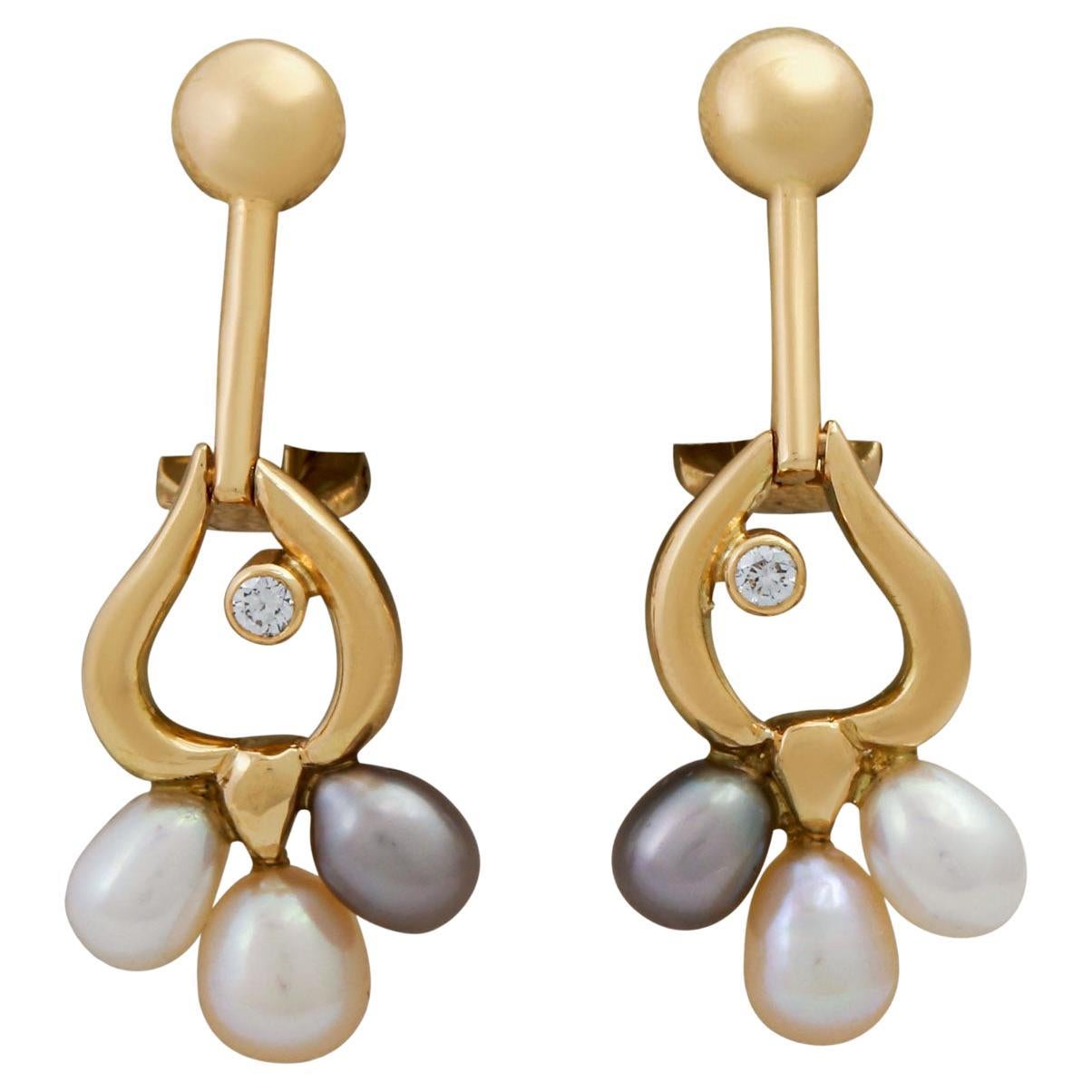 Drop Earrings 'Pair', Especially with 2 Fine Tahitian Cultured Pearls ...