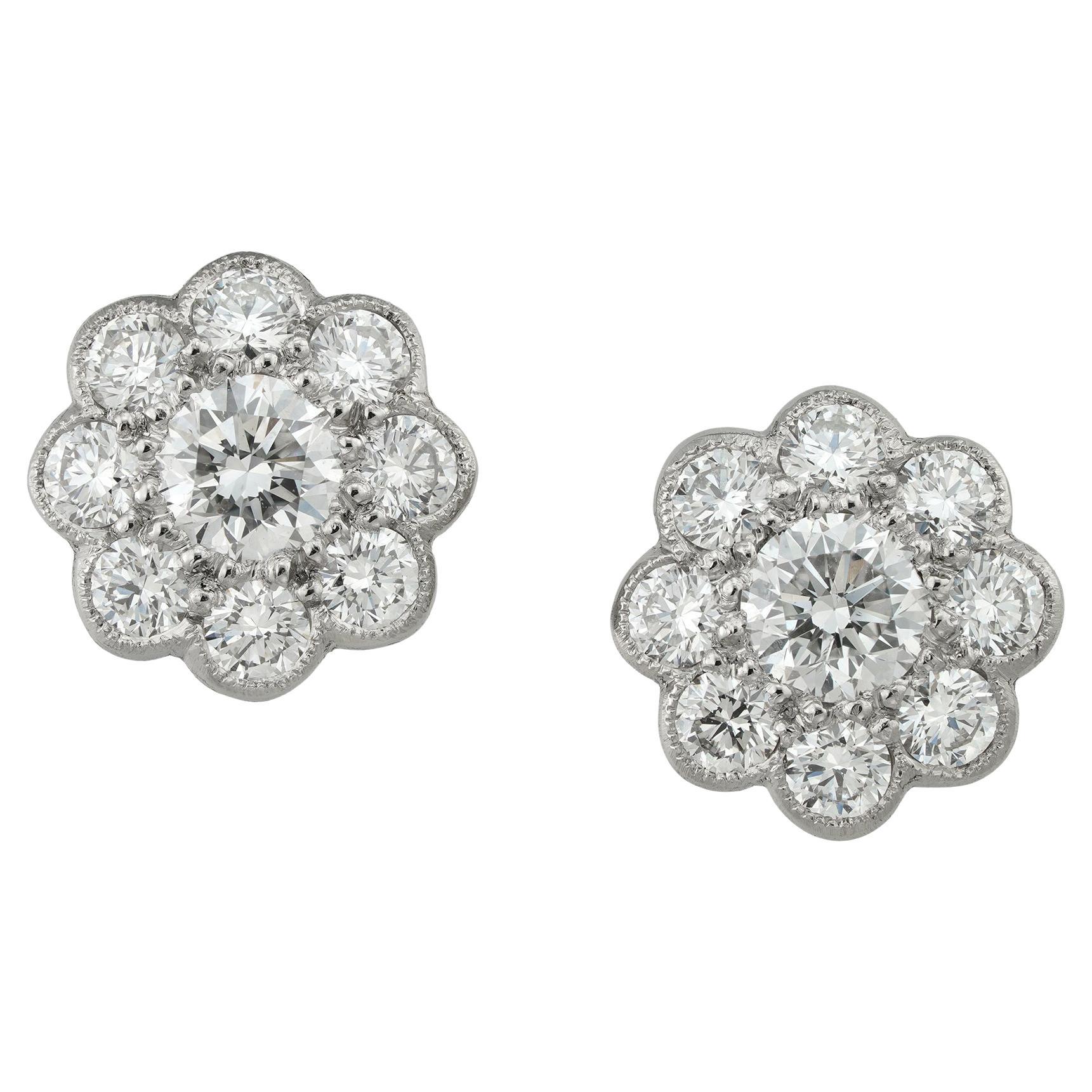 A pair of cluster earrings For Sale at 1stDibs