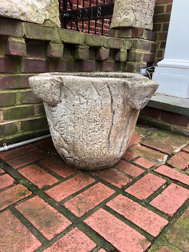 Pair of Composite Stone Mortar Pots For Sale at 1stDibs