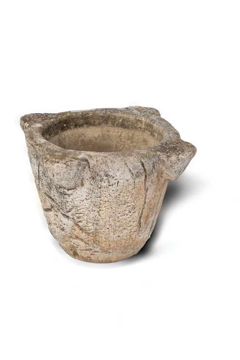 Pair of Composite Stone Mortar Pots For Sale at 1stDibs