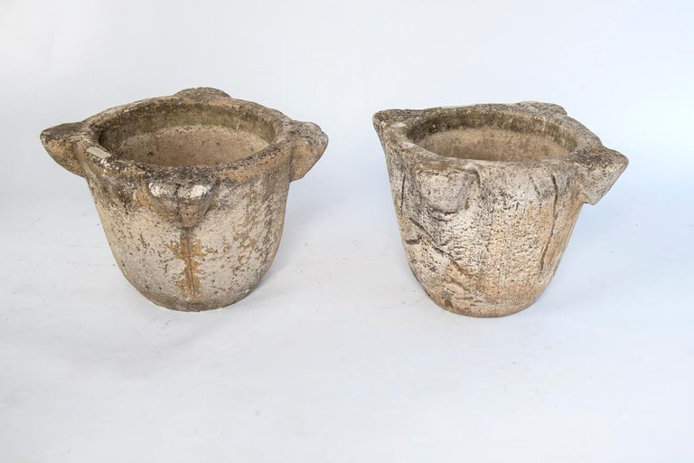 Pair of Composite Stone Mortar Pots For Sale at 1stDibs