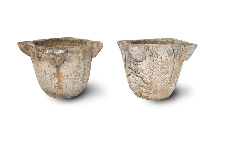Pair of Composite Stone Mortar Pots For Sale at 1stDibs