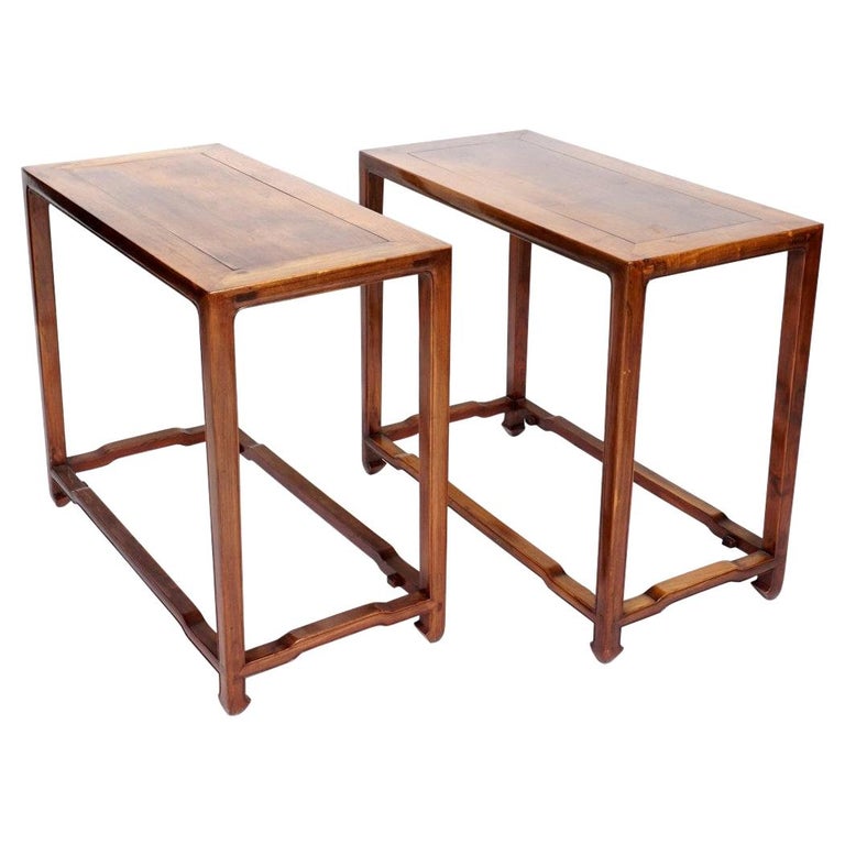 Pair of Corner-Leg Ming Style Console Tables at 1stDibs