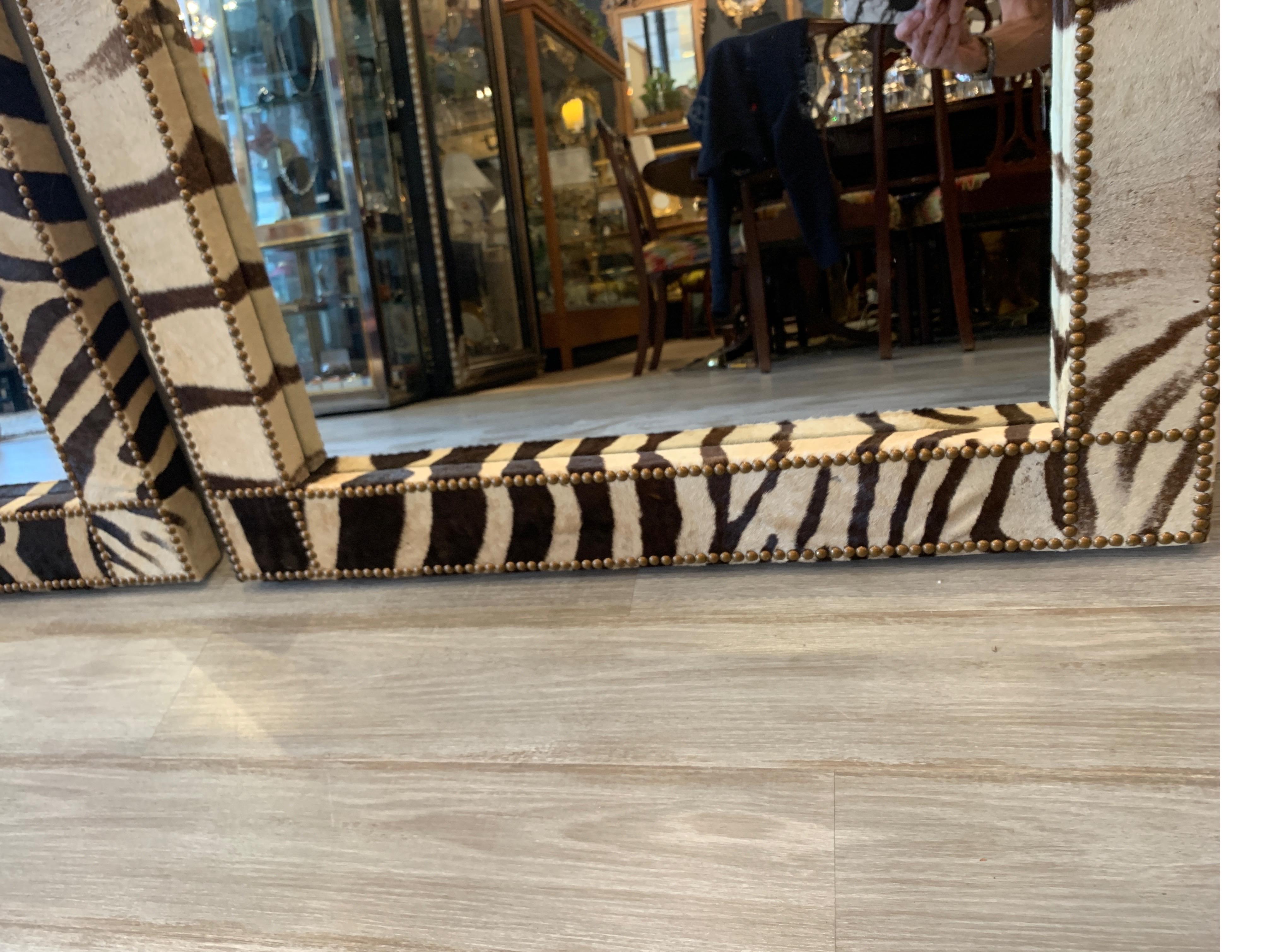 Pair of Custom Zebra Hide Mirrors at 1stDibs | mirror mosaic wall art