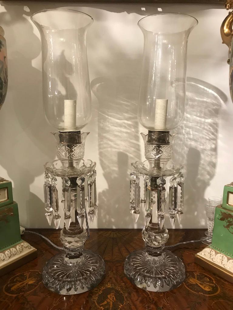 Pair of Cut Glass Lustres For Sale at 1stDibs