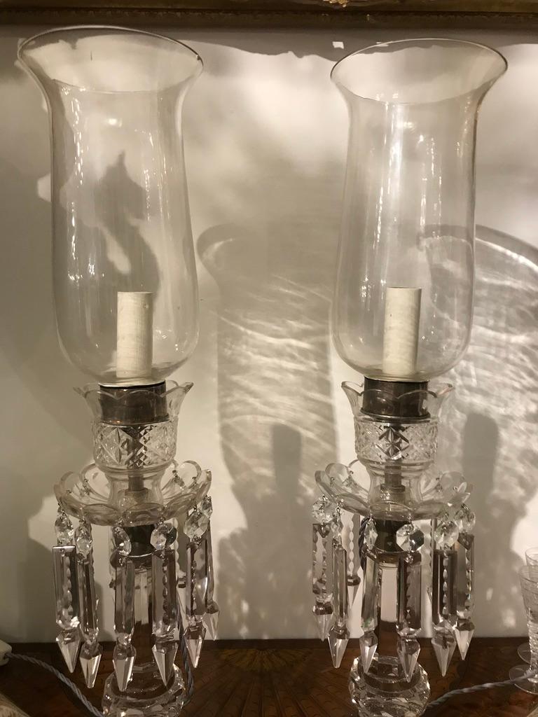 Pair of Cut Glass Lustres For Sale at 1stDibs