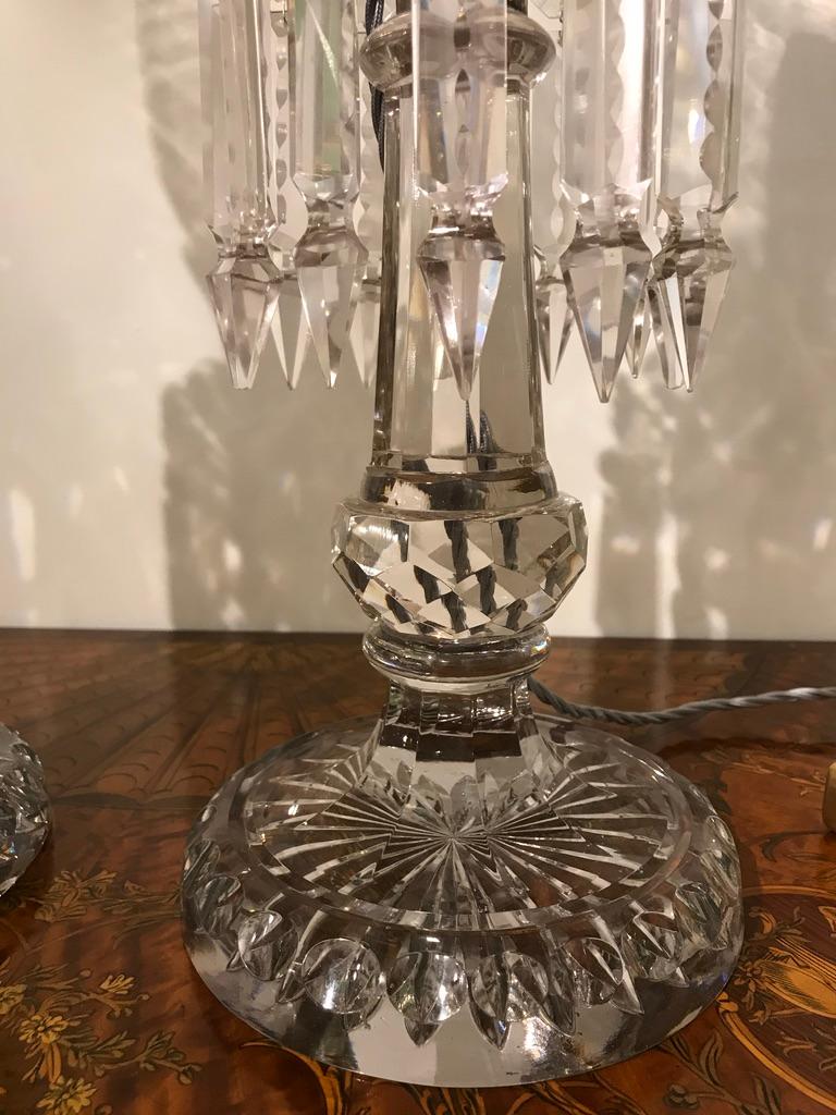 Pair of Cut Glass Lustres For Sale at 1stDibs