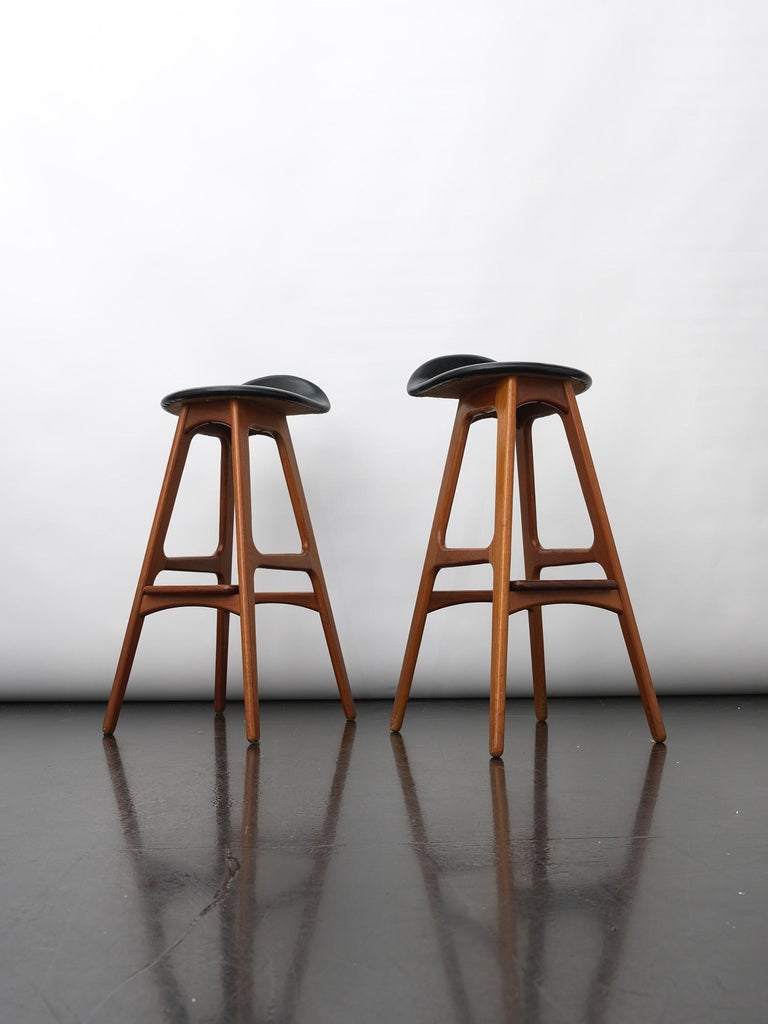 Pair of Danish Modern Teak Stools by Erik Buck 'Buch', 1960s For Sale ...
