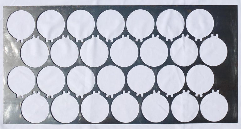 A pair of decorative industrial metal panels with strong graphic look ...