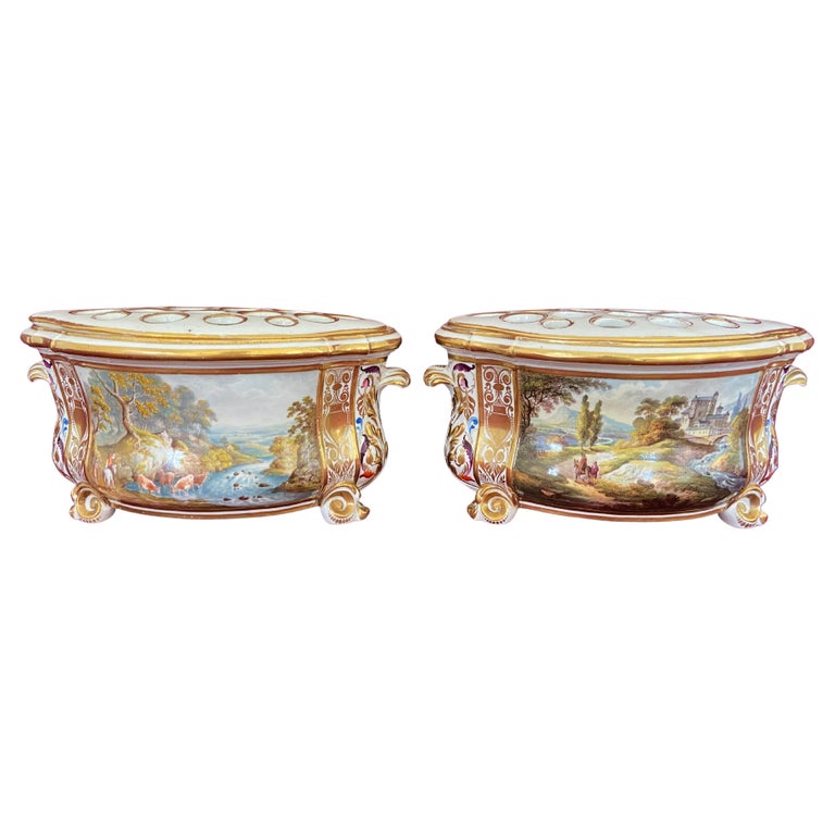 Pair of Derby Porcelain Bough Pots C.1815 For Sale at 1stDibs