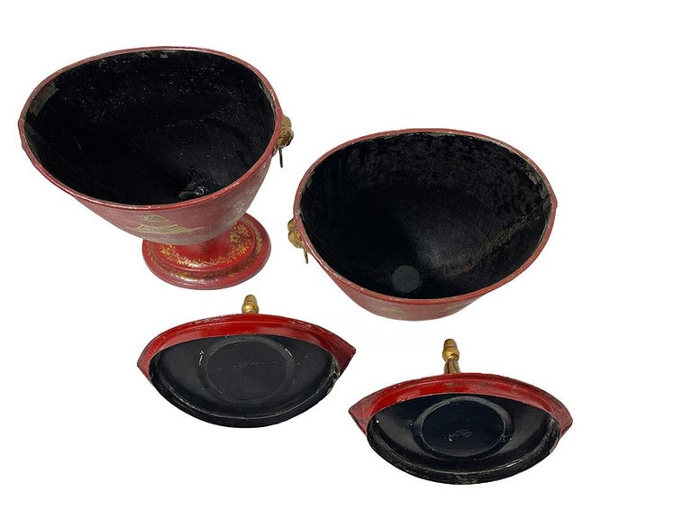 A pair of Dutch chestnut urns with chinoiserie decoration, 19th Century ...