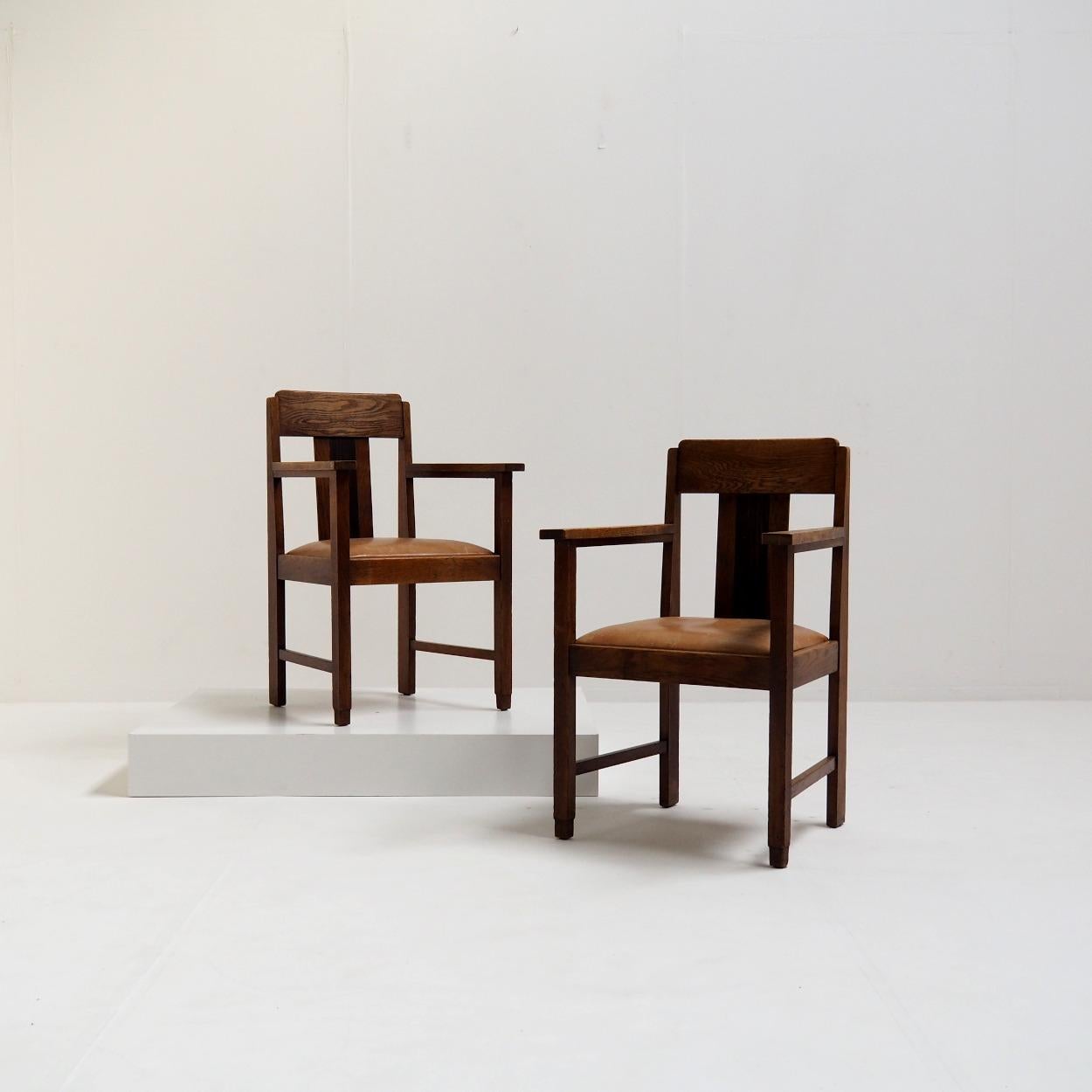 A Pair of Dutch “School of Amsterdam” Art Deco Arm Chairs For Sale at ...