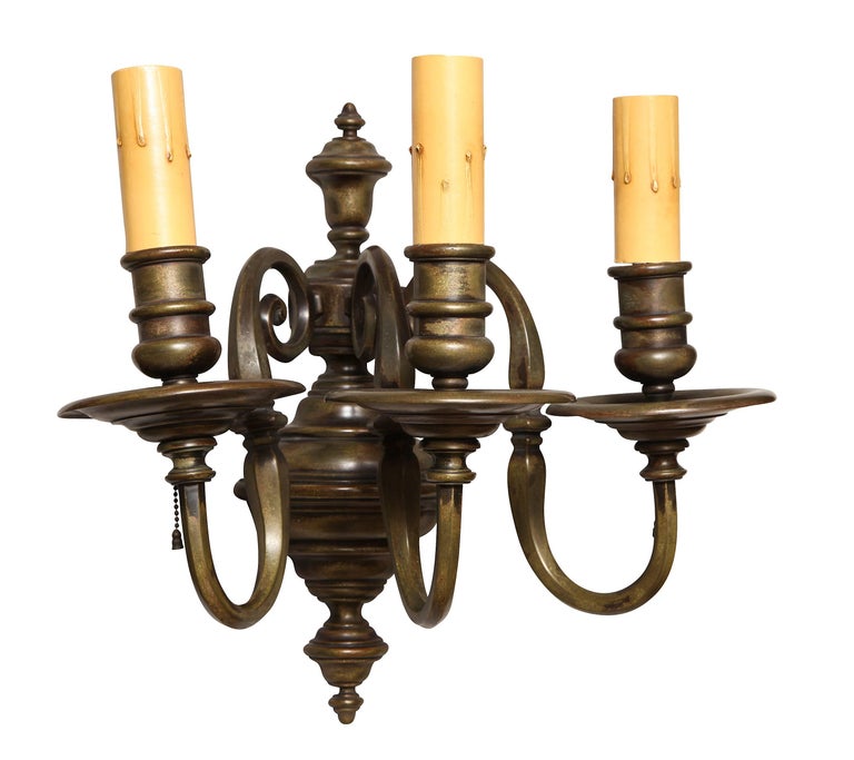 Pair of Dutch Style Three-Light Sconces by E.F. Caldwell For Sale at ...