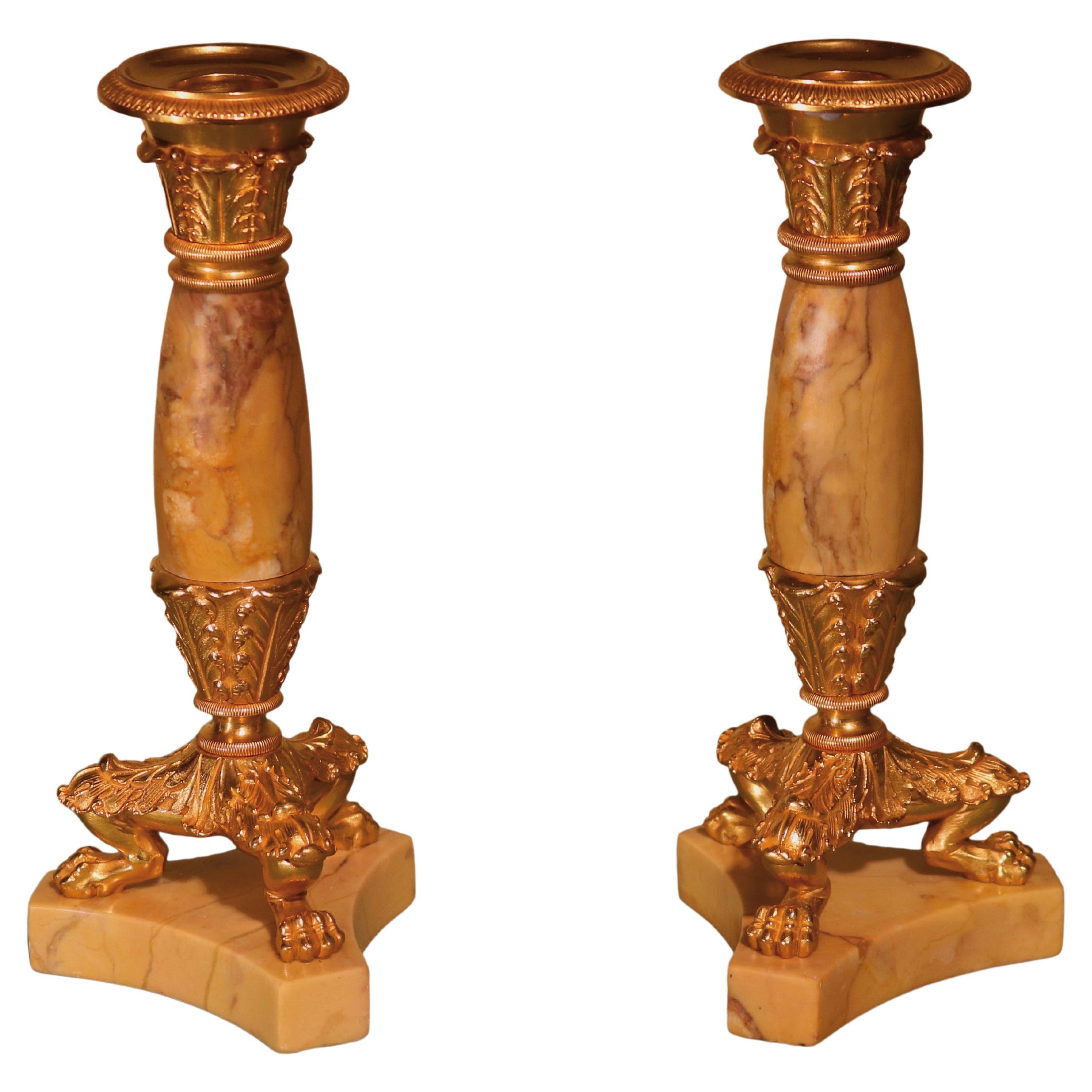 Pair of Meissen Porcelain Shaped Candlesticks at 1stDibs