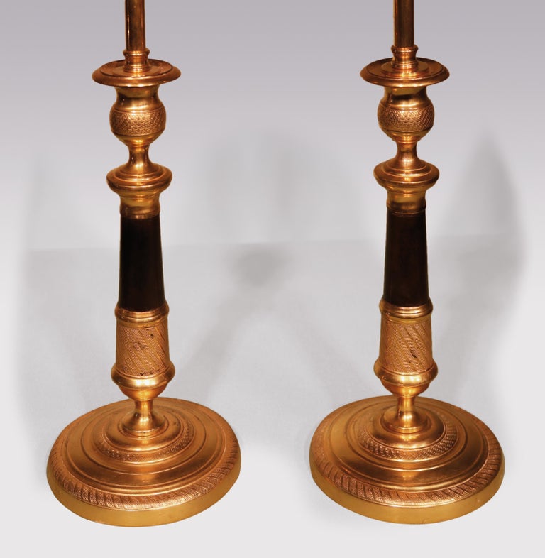 Pair of Early 19th Century Bronze and Ormolu Candlestick Lamps For Sale ...