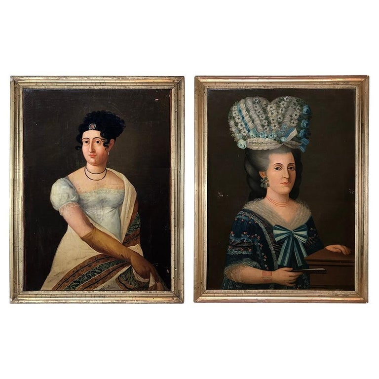Pair of Early 19th Century French Portraits For Sale at 1stDibs