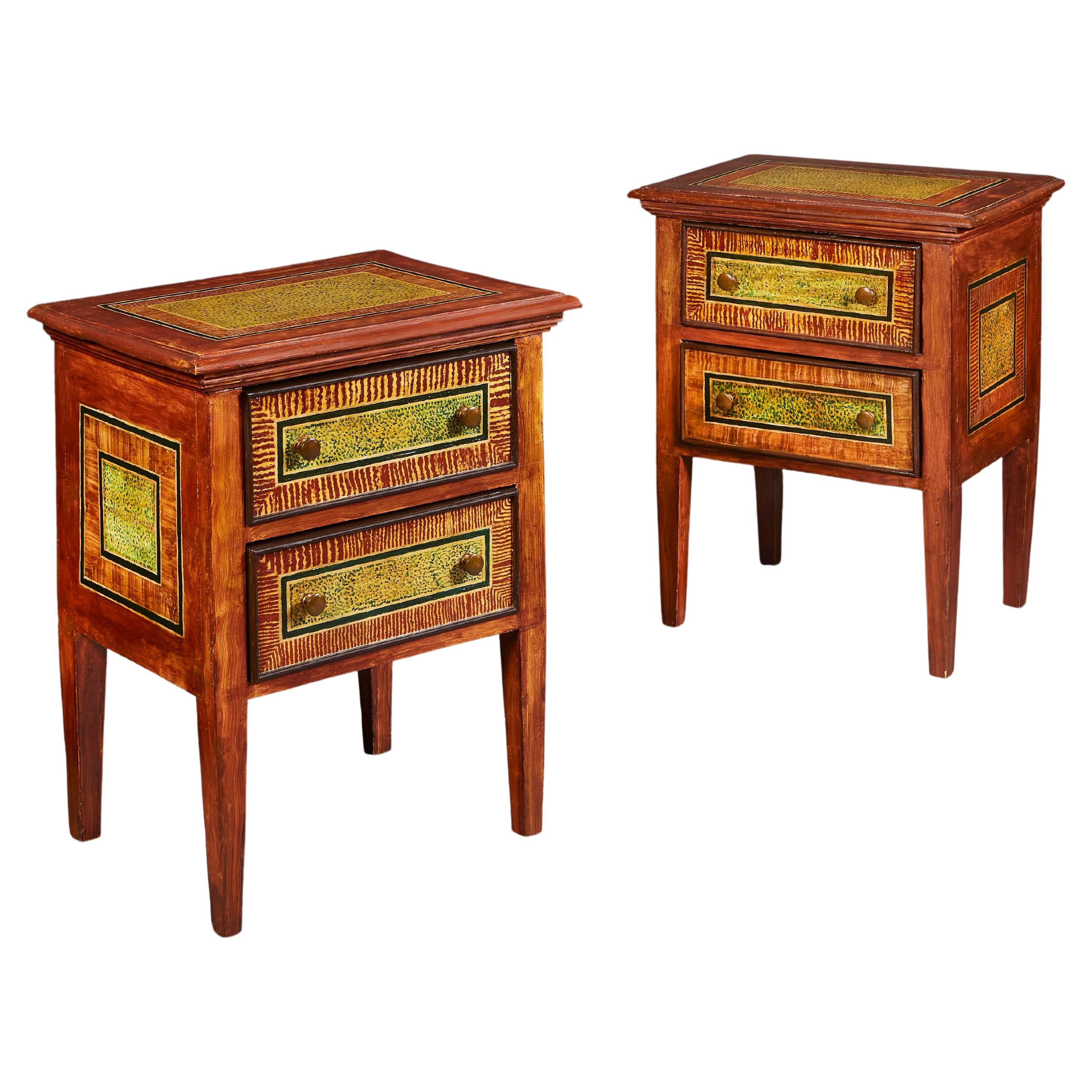 Pair of Late 19th Century Italian Figured Walnut Bedside Commodes For ...
