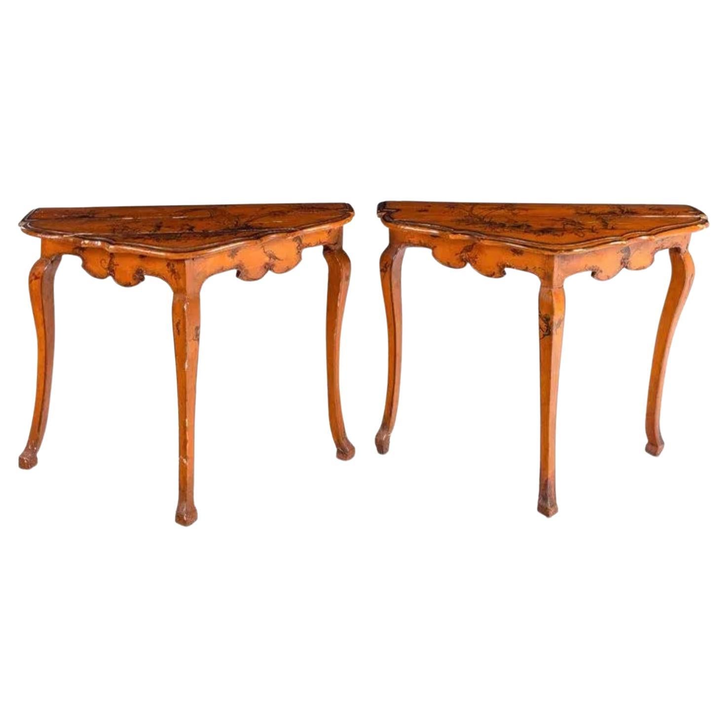 Pair of Early 19th Century Painted Chinoiserie Console Tables at 1stDibs
