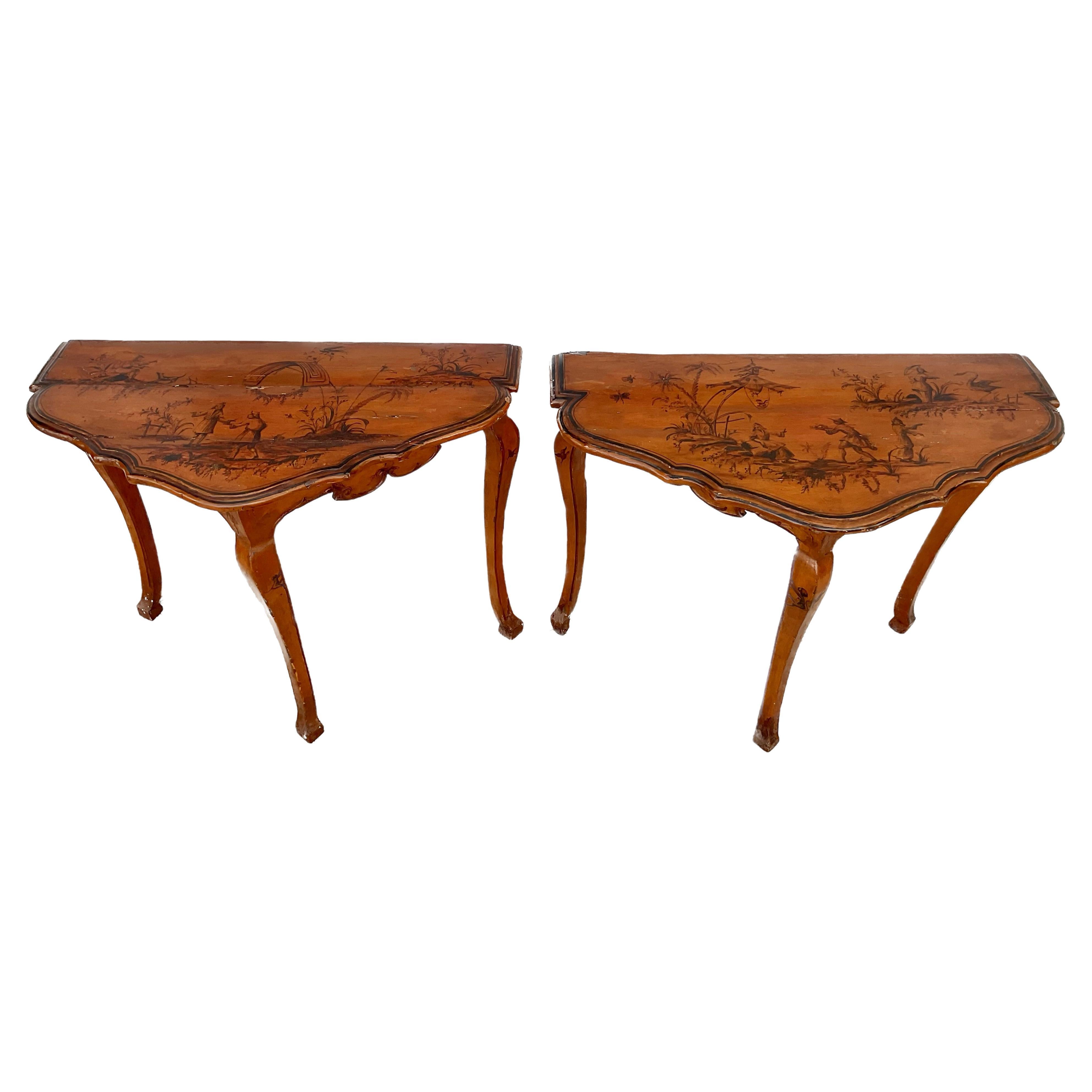 Pair of Early 19th Century Painted Chinoiserie Console Tables at 1stDibs