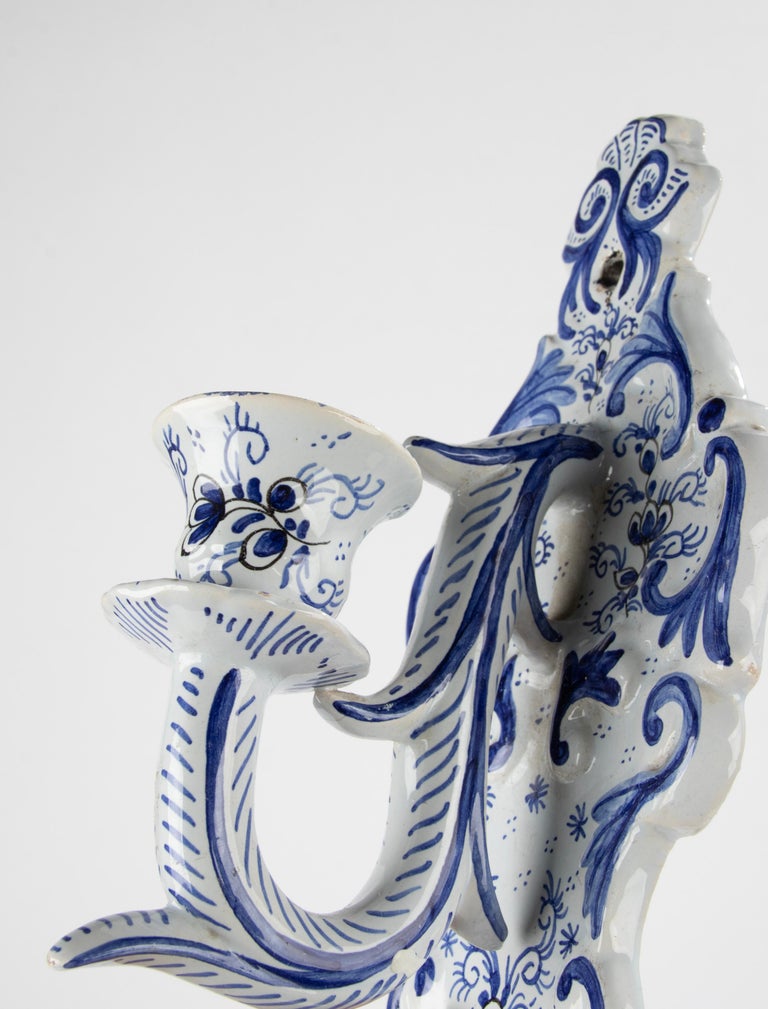 A Pair of Early 20th Century Delft Faïence Hand Painted Wall Candles ...