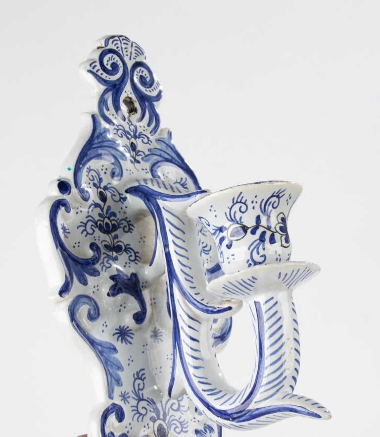 A Pair of Early 20th Century Delft Faïence Hand Painted Wall Candles ...