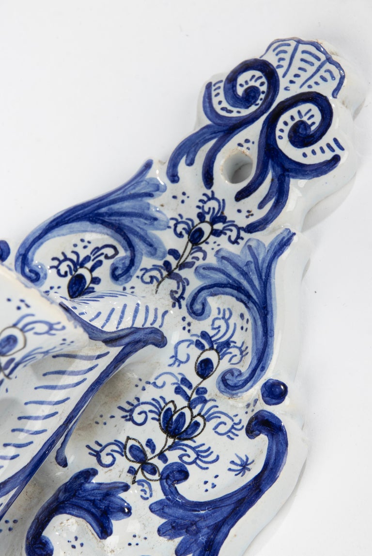 A Pair of Early 20th Century Delft Faïence Hand Painted Wall Candles ...