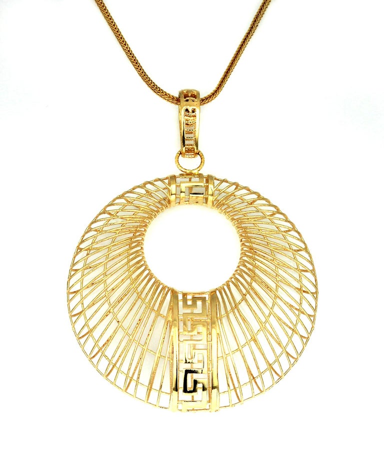Pair of Earrings and Matching Pendant, Greek Key Design in 18 Karat ...