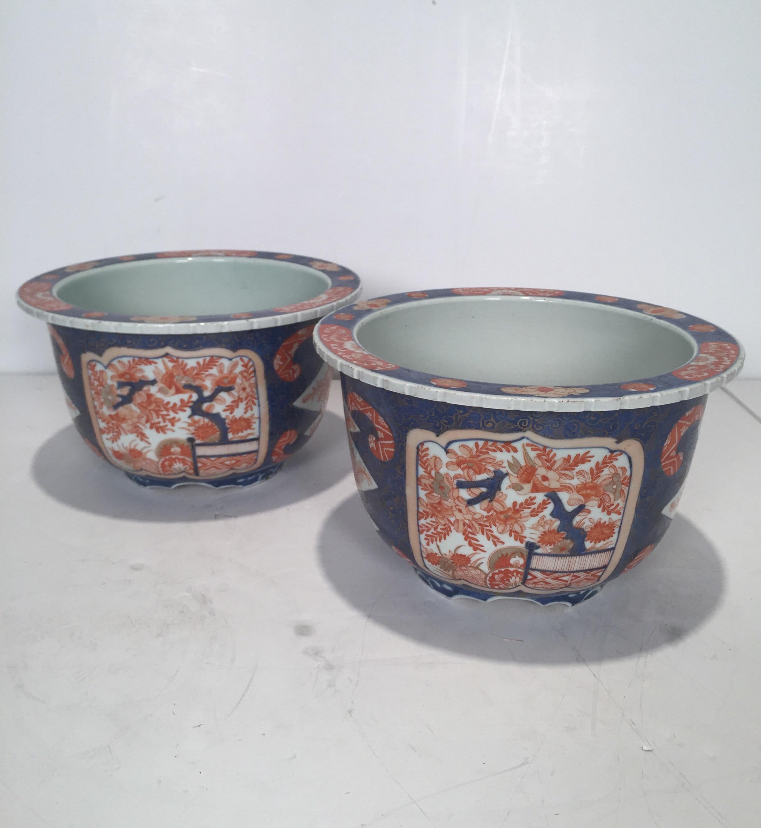 Pair of Edo Period Imari Jardiniere Planters For Sale at 1stDibs