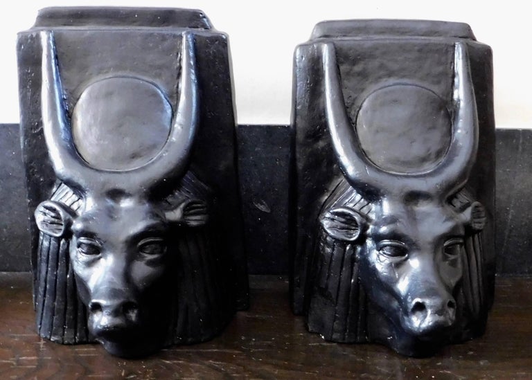 Pair of Bulls Head Egyptian Revival Sculptures of the God Apis For Sale ...