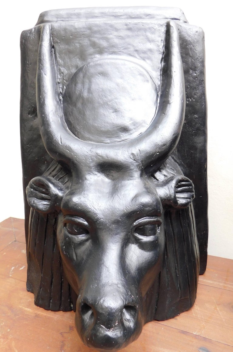 Pair of Bulls Head Egyptian Revival Sculptures of the God Apis For Sale ...