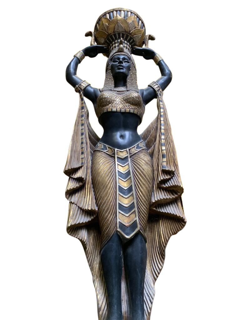 Pair of Egyptian Woman on Plinths, Life-Size For Sale at 1stDibs
