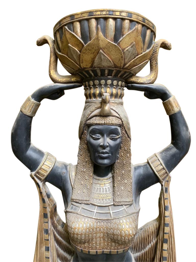 Pair of Egyptian Woman on Plinths, Life-Size For Sale at 1stDibs