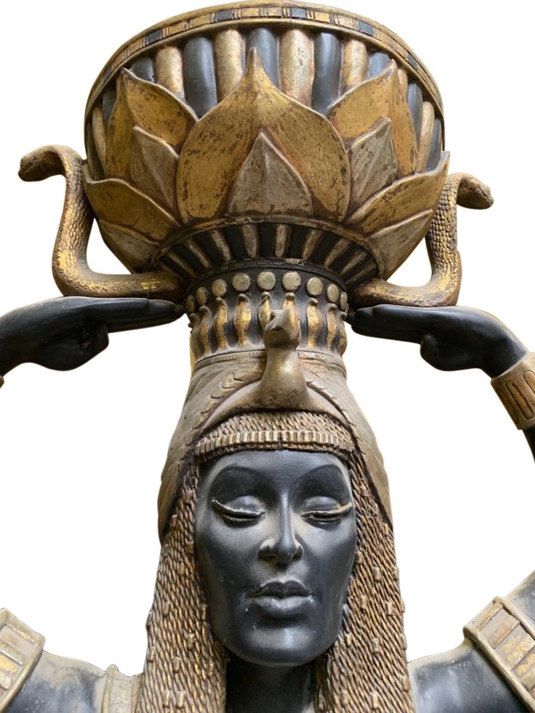 Pair of Egyptian Woman on Plinths, Life-Size For Sale at 1stDibs