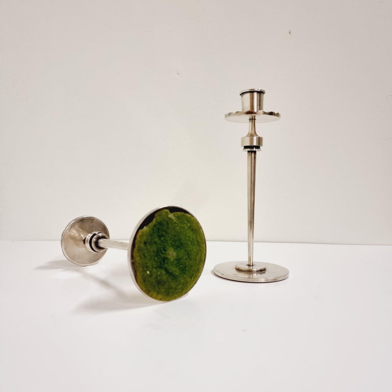 Pair of Elegant Candle Holders, Silver Plate, CG Hallberg, Swedish ...