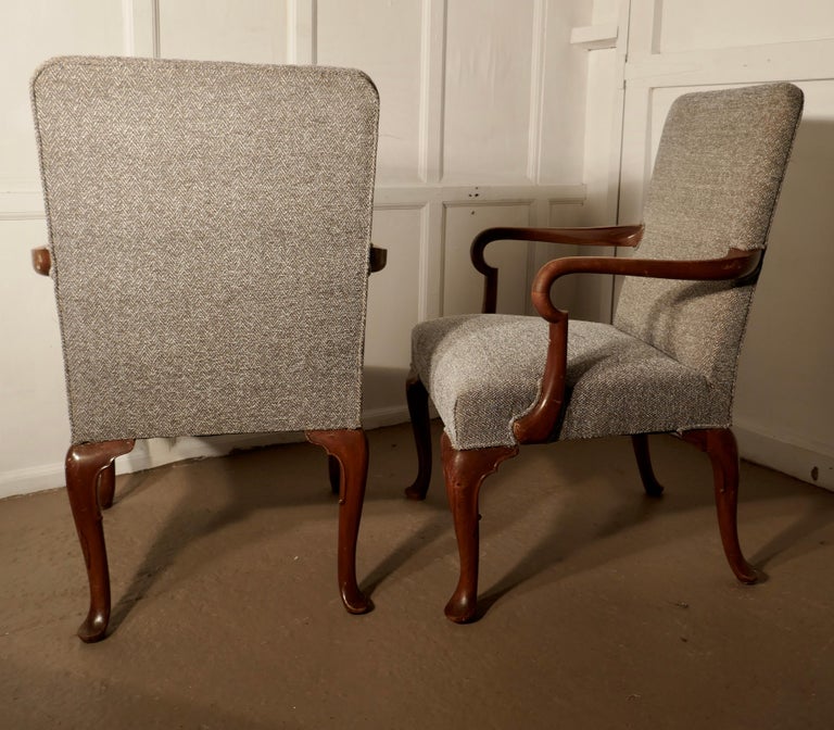 Pair of Elegant Edwardian Tweed Upholstered Fireside Chairs at 1stDibs ...