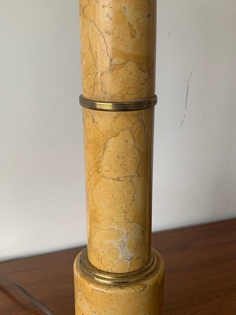 Pair of Elegant Marble Column Lamps, circa 1950s For Sale at 1stDibs