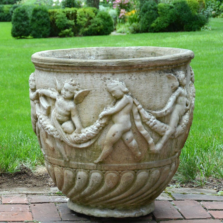 Pair of English Cherub Planters at 1stDibs