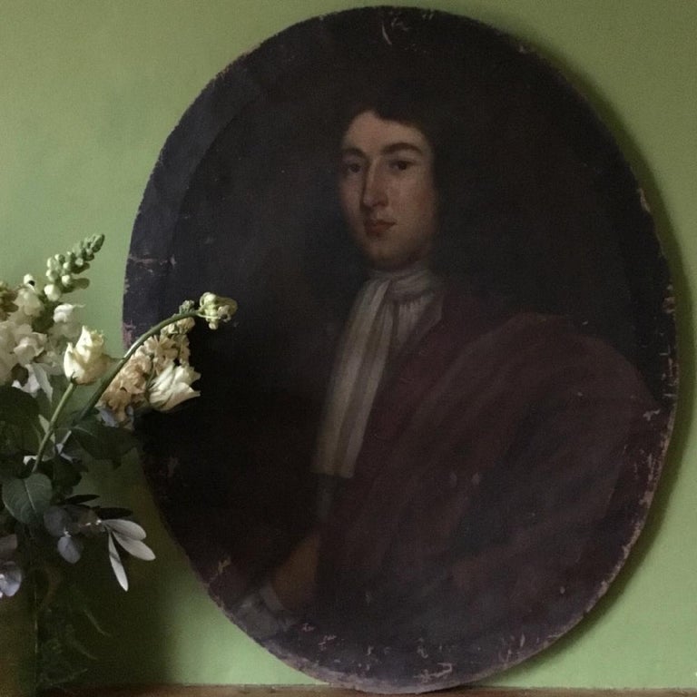 Pair of English, Early 18th Century, Oil on Canvas, Pendant Portraits ...