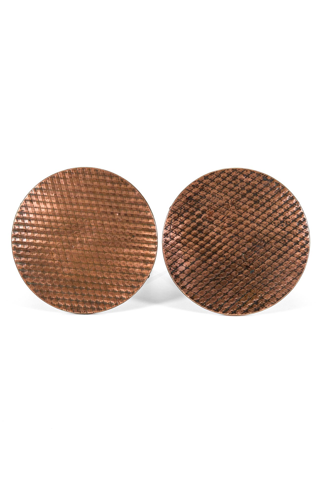 A Pair of English Vintage Copper Top Cocktail Tables With Rosewood Tri ...