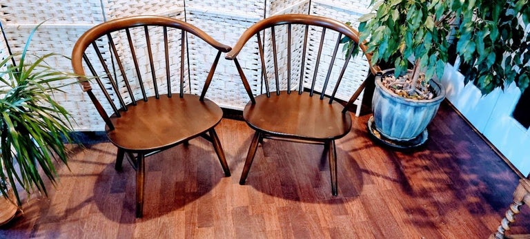 Pair of Ercol 451 Low Fireside Cowhorn Armchairs Chairs For Sale at 1stDibs