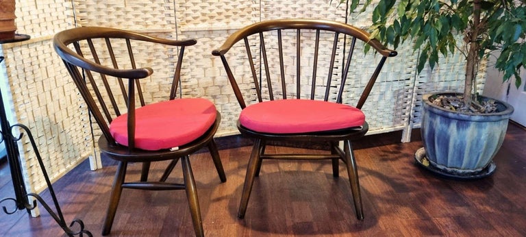 Pair of Ercol 451 Low Fireside Cowhorn Armchairs Chairs For Sale at 1stDibs